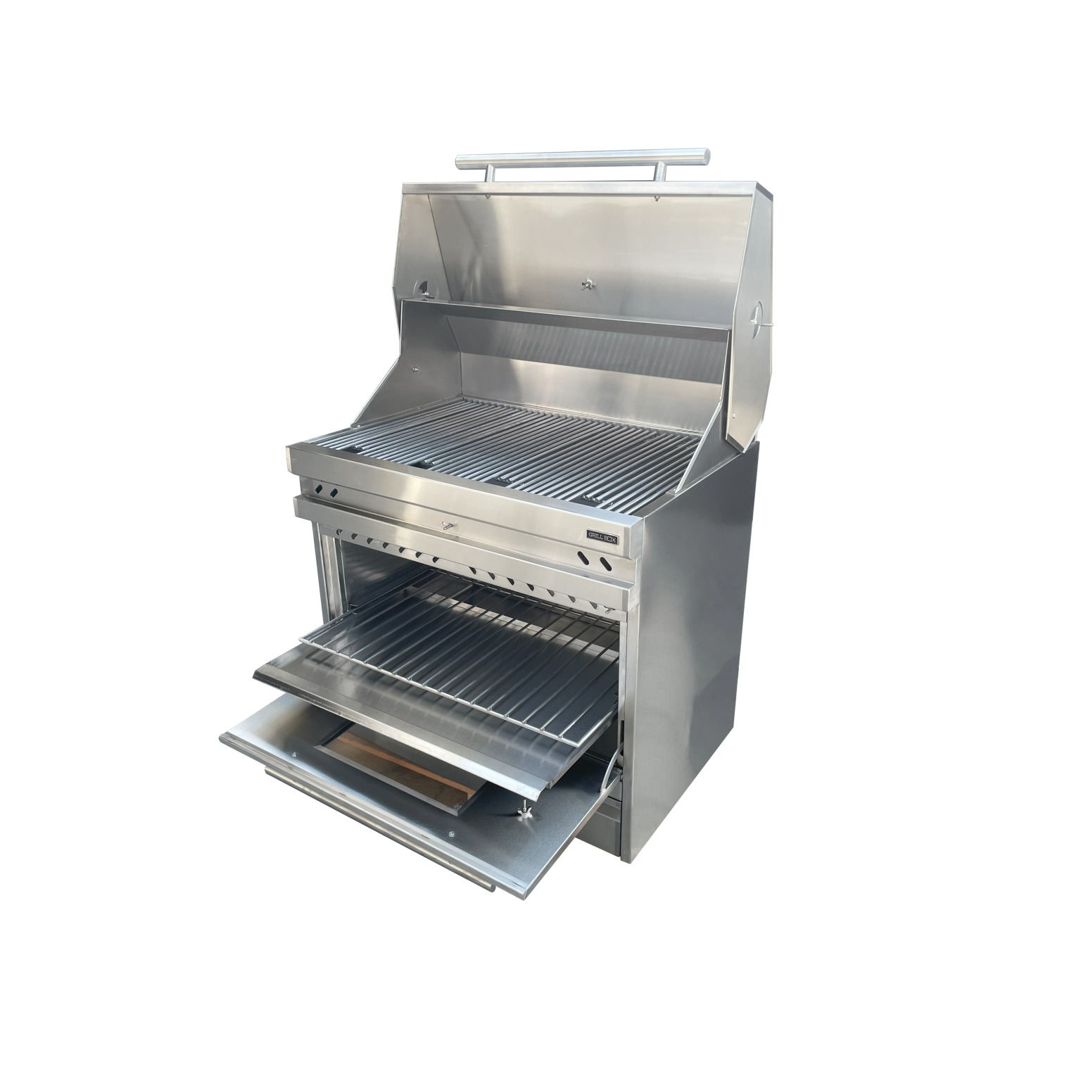 Asador Ataúd con Tapa de 36” de Carbón, de Acero Inoxidable